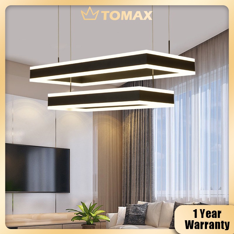 [Free Remote] TOMAX Modern Rectangle Pendant Light For Dining Room ...