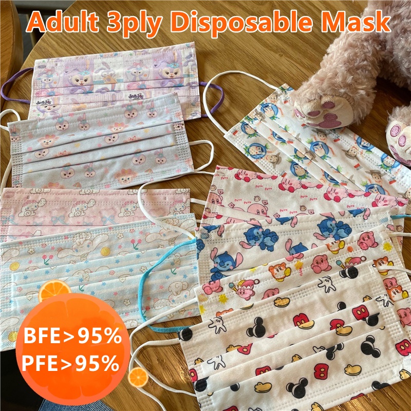 【25Designs】10/50PCS 3PLY Face Mask for Adult with Cartoon Buzz ...