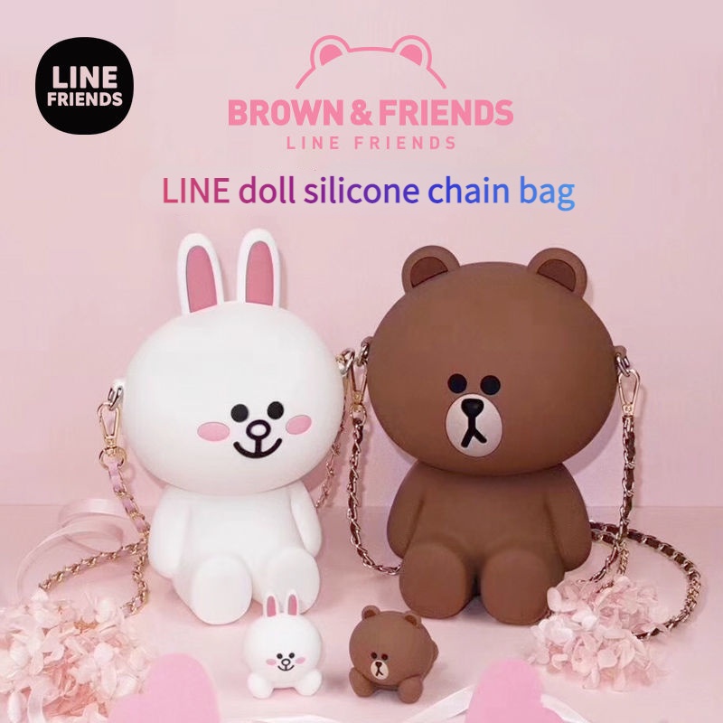 line friends Brown Bear Silicone Chain Bag Mini Kenny Rabbit Shoulder ...