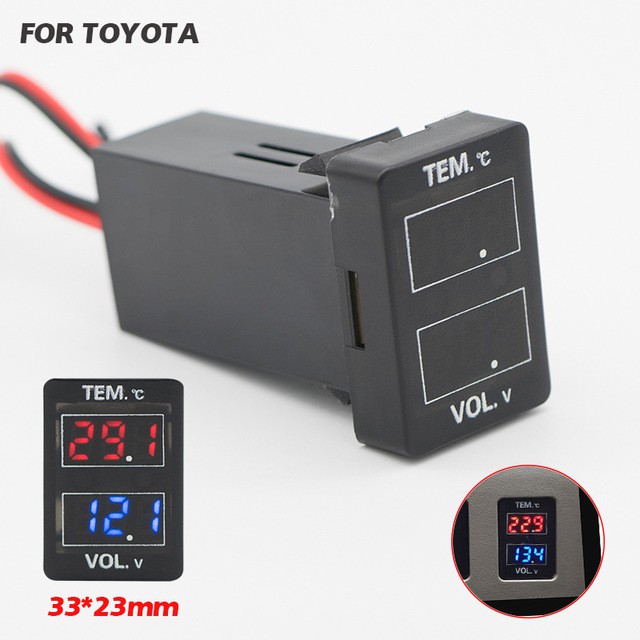 Car Voltmeter Thermometer LED Dual Display Simple for New TOYOTA Car ...