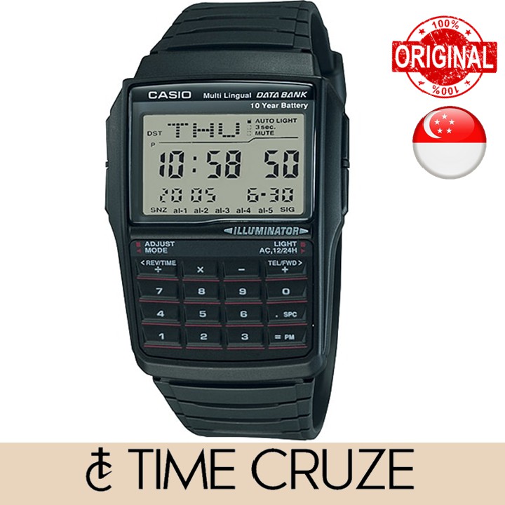 [Time Cruze] Casio DBC-32 Vintage Digital Data Bank Calculator Black Resin Men Watch DBC32-1A ...