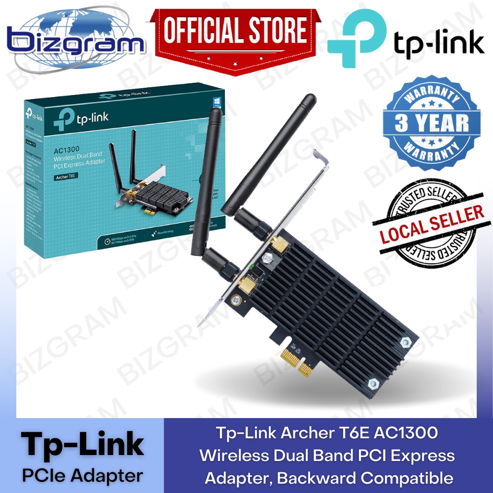 Tp-Link Archer T6E AC1300 Wireless Dual Band PCI Express Adapter ...