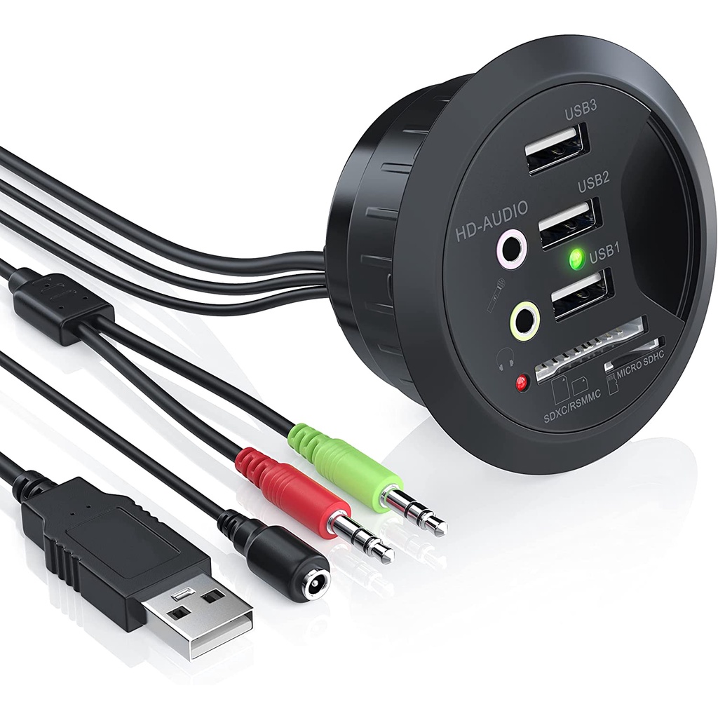 "CSL - USB Desk Hub in-Desk Hub - Desk Cable Bushing with Multi Card ...