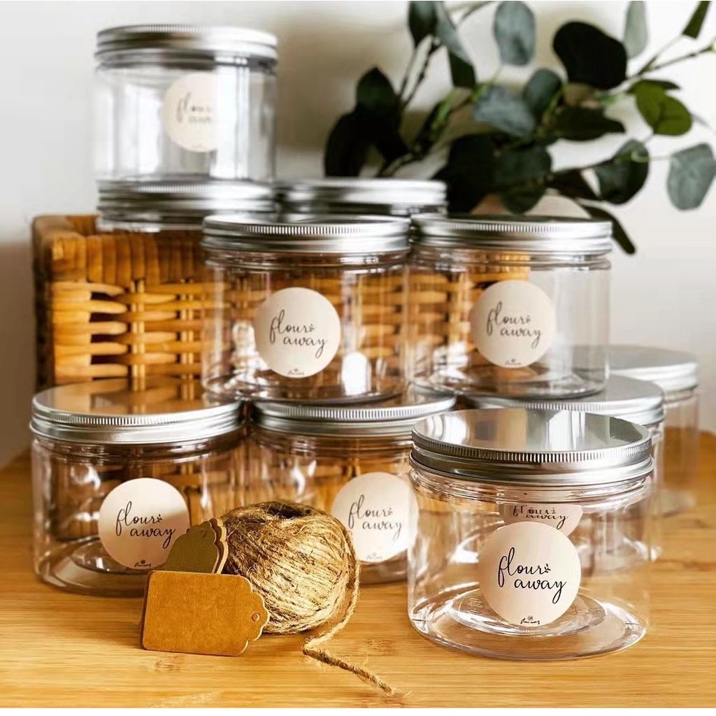 【6.5x6.5cm] Plastic Cookie Jar Biscuit Tin Round Container Transparent ...