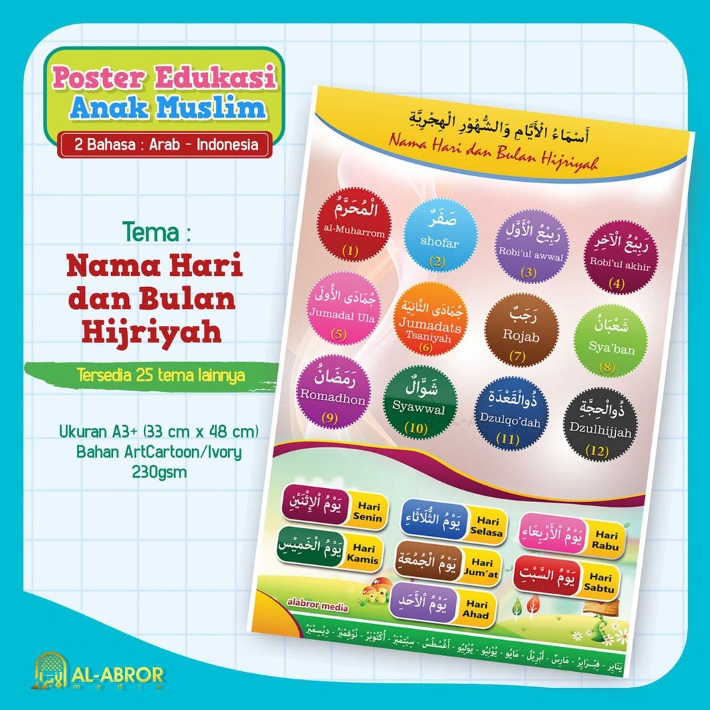 Muslim Children's Educational Poster - Names of Hijriyyah Days and ...