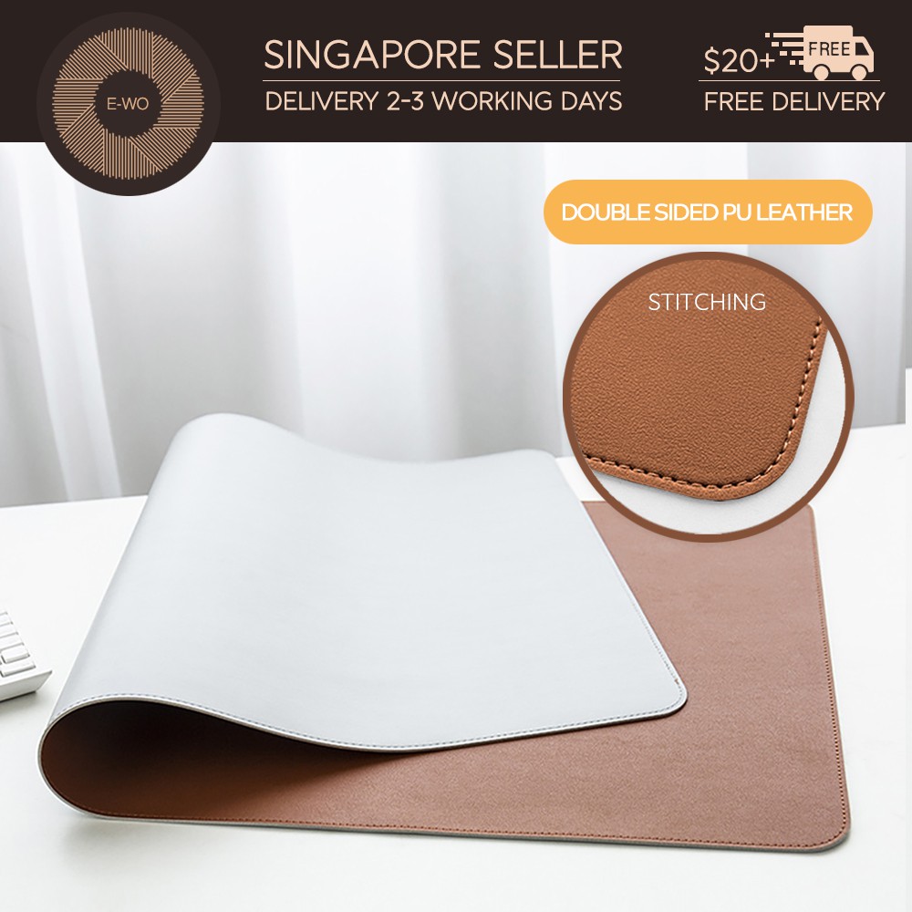 Double Sided PU Leather Mouse Pad with Stitching, Office Desk Mat ...