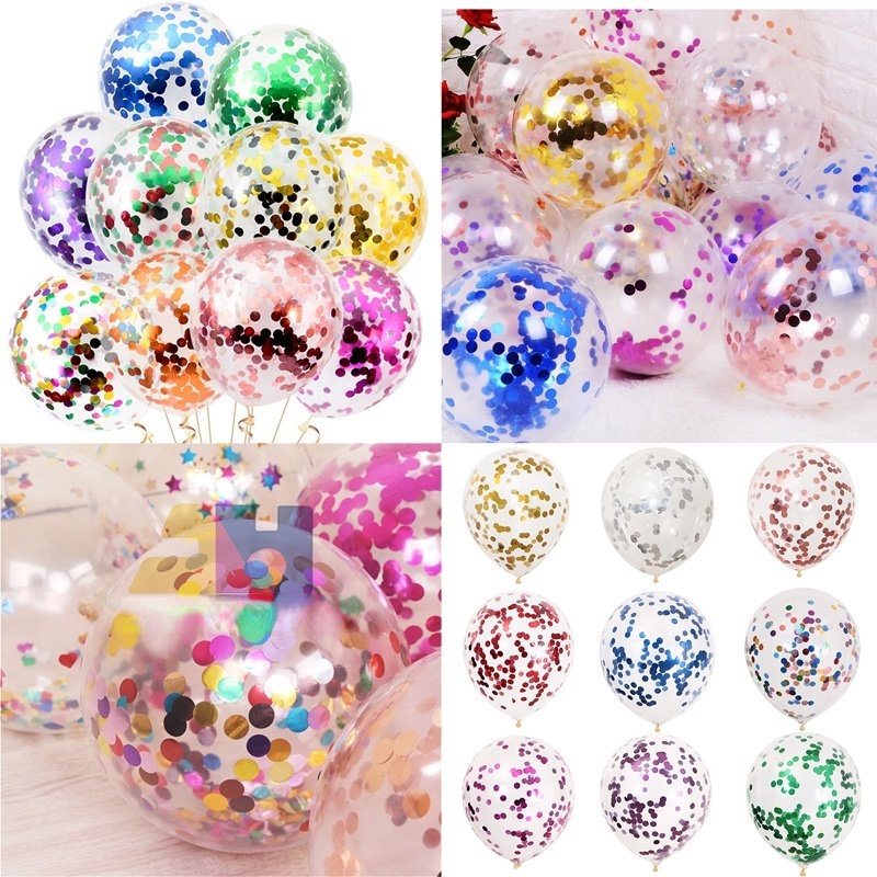 10Pcs/Set 12Inches Confetti Balloons Birthday Wedding anniversary ...