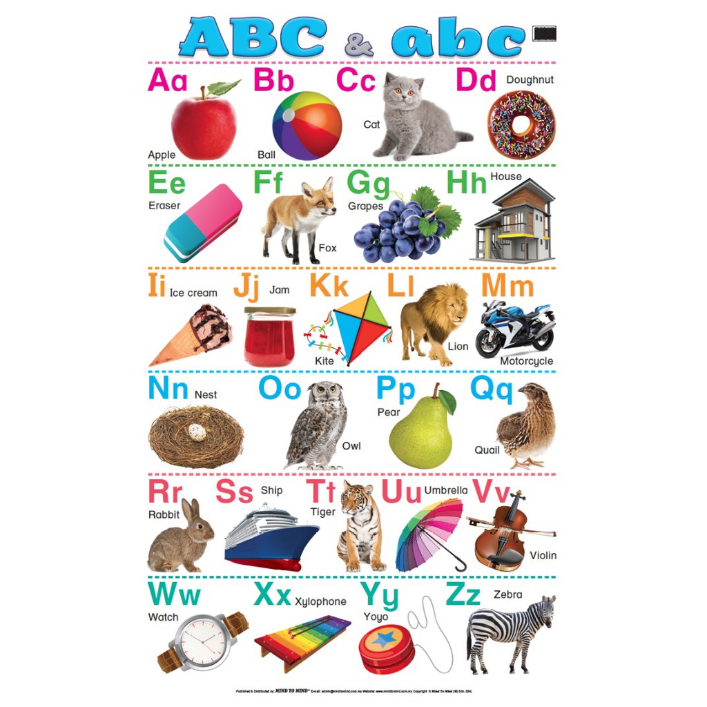 Poster Chart - ABC/ Alphabet Number Shape/ Times Tables/ Map Chart ...
