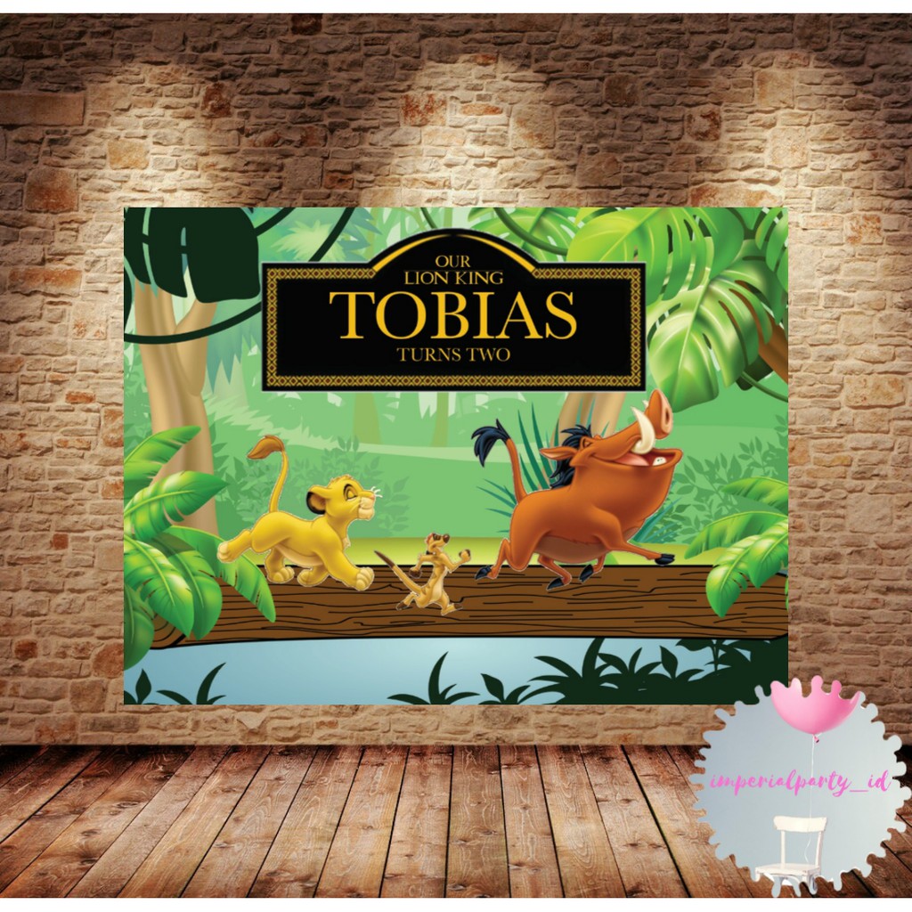 Custom Backdrop Banner Happy Birthday Lion King Simba TImon Pumbaa ...