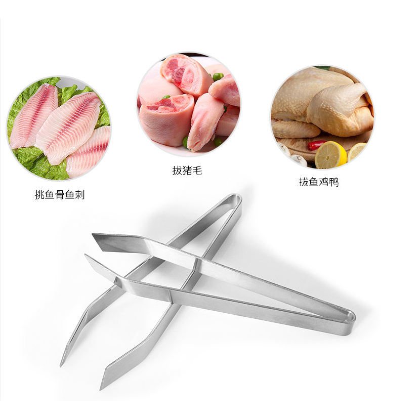 Stainless Steel Fish Bone Tweezers Flat Slant Tongs Pliers Hair Pliers ...
