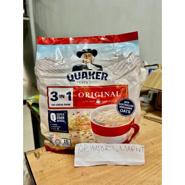 Quaker malaysia 3 in 1 original contains 15 halal sachets weighing 28 ...