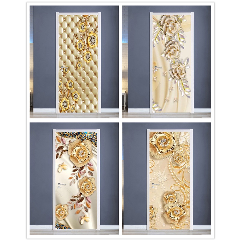 Self Adhesive PVC Door Sticker jewelry flower modern Home Decor Door ...