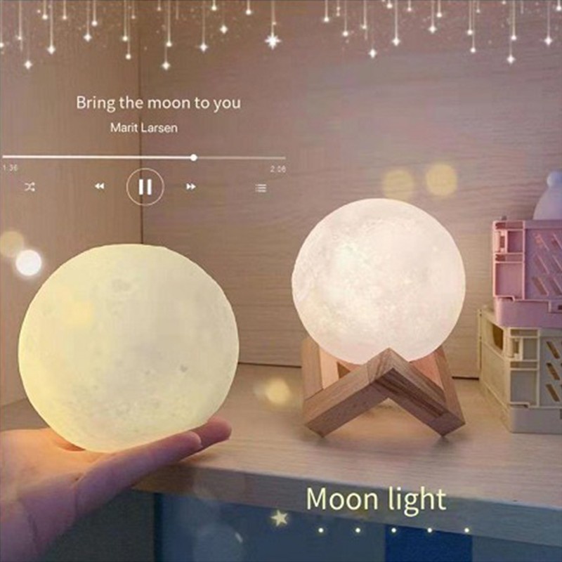 12cm LED Moon Light Lamp Lunar Light Lamp Study Lamp Bedroom Led Bed ...