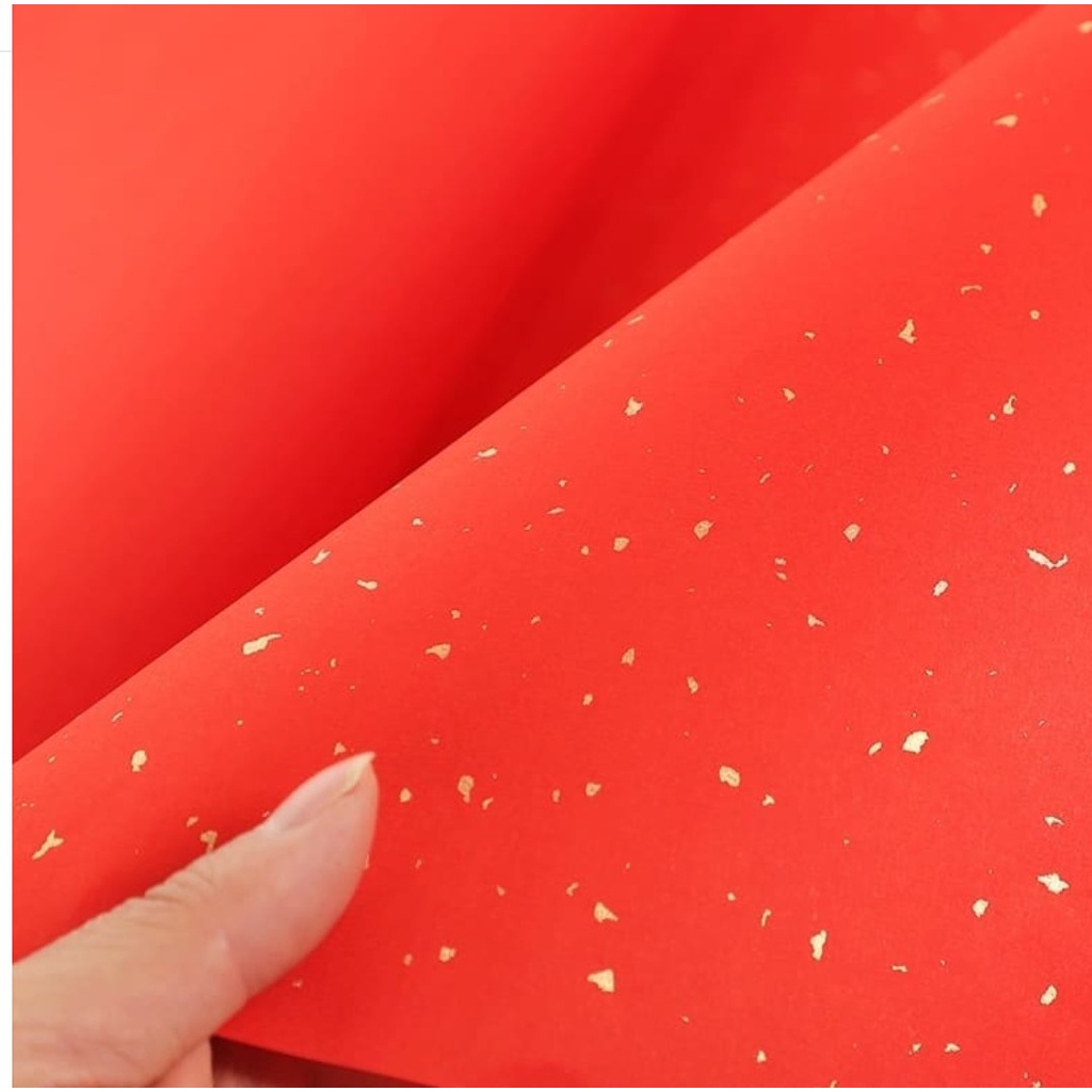 MERAH Red XUAN CALLIGRAPHY PAPER WITH GOLD SPOTS (CHINESE CALLIGRAPHY ...