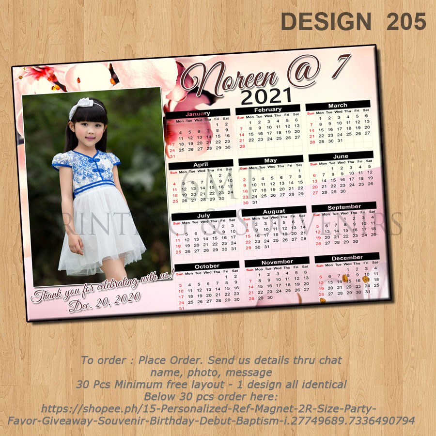 2024 3R PERSONALIZED REF MAGNET CALENDAR Christmas Company Giveaway Birthday Baptism Wedding ...