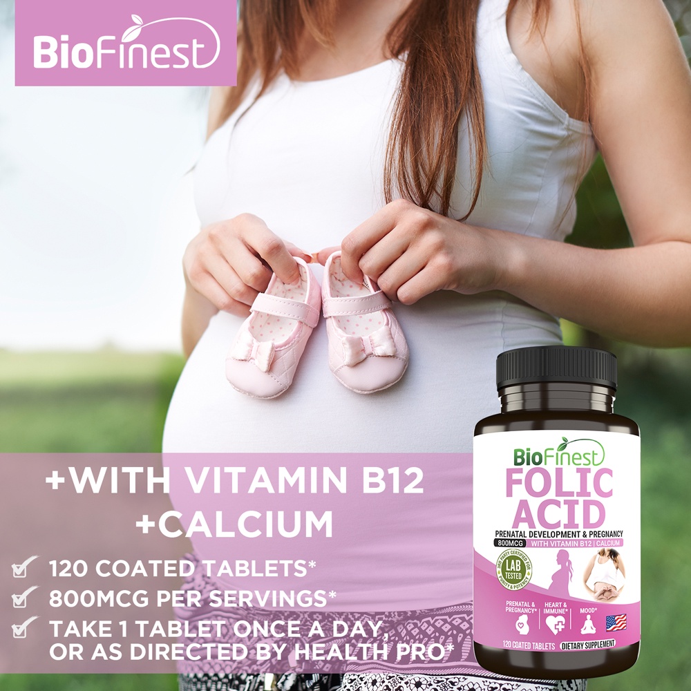 Biofinest Folic Acid 800mcg Supplement - Enhanced Absorption Folate ...