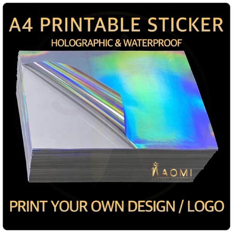 Printable A4 Holographic Waterproof Vinyl sticker label Laser / Inkjet ...