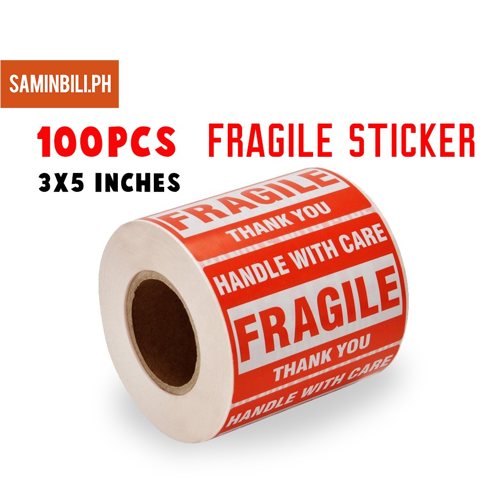 Fragile Sticker 3x5 inches 100 Stickers Label/ 1 roll Fragile Warning ...