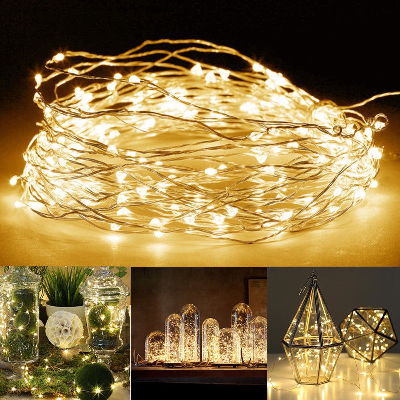 10M 100 LEDs Battery Operated Mini LED Copper Wire String Fairy Lights ...