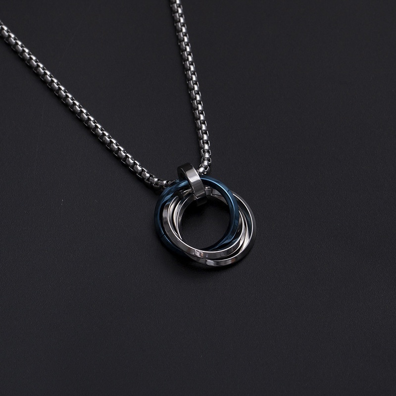 Titanium steel chain Hip-hop three-ring titanium steel necklace Mobius ...