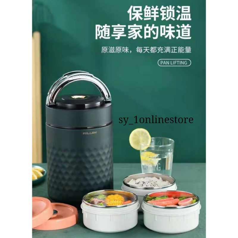 AiLiJin Portable Pot 3Tiers 304 Stainless Steel Thermal Insulated Food ...
