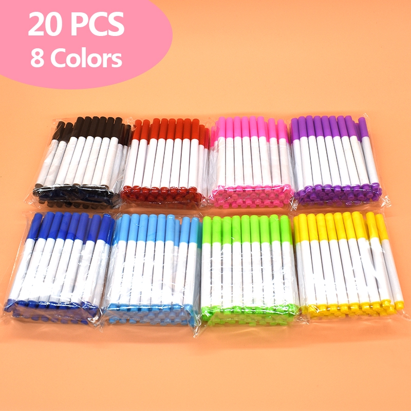 20 PCS/LOT Colored Markers Oily ink 8 colors Soft fiber tip Mini ...
