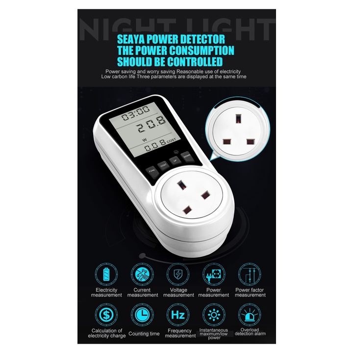 Electricity Usage Monitor Digital Wattmeter AC Power Meter 220V-240V ...
