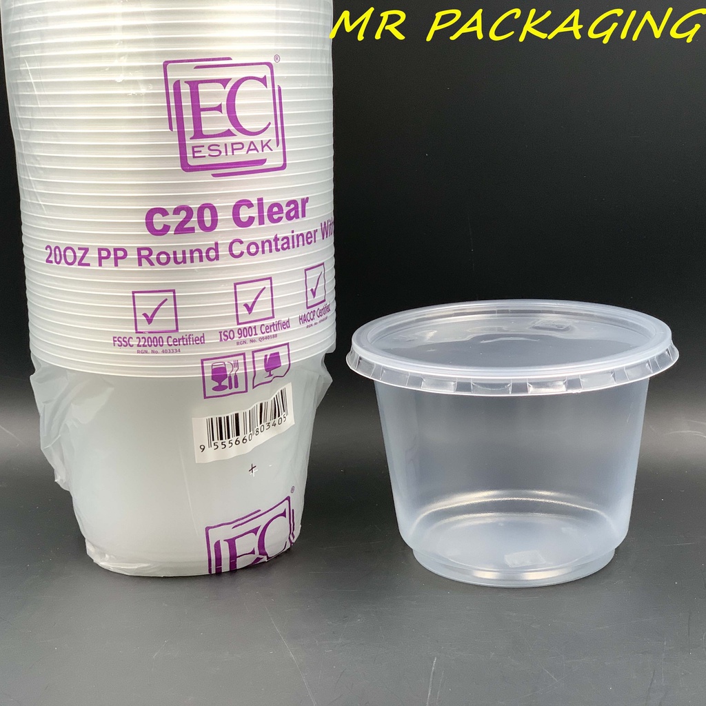 EC 20oz PP Round Container [ 50pcs± ] 20 oz ( 590ml ) - Disposable ...