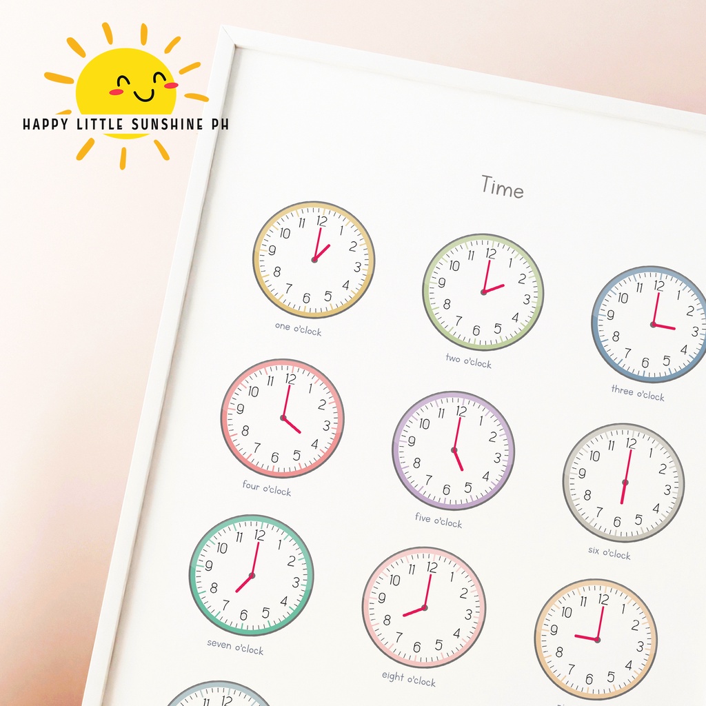 Telling time Educational Chart for Kinder, Grade school | Laminated ...
