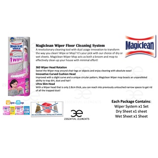 Magiclean Wiper Mop Stick Set Cleaning For Dry/Wet Sheets | Shopee ...