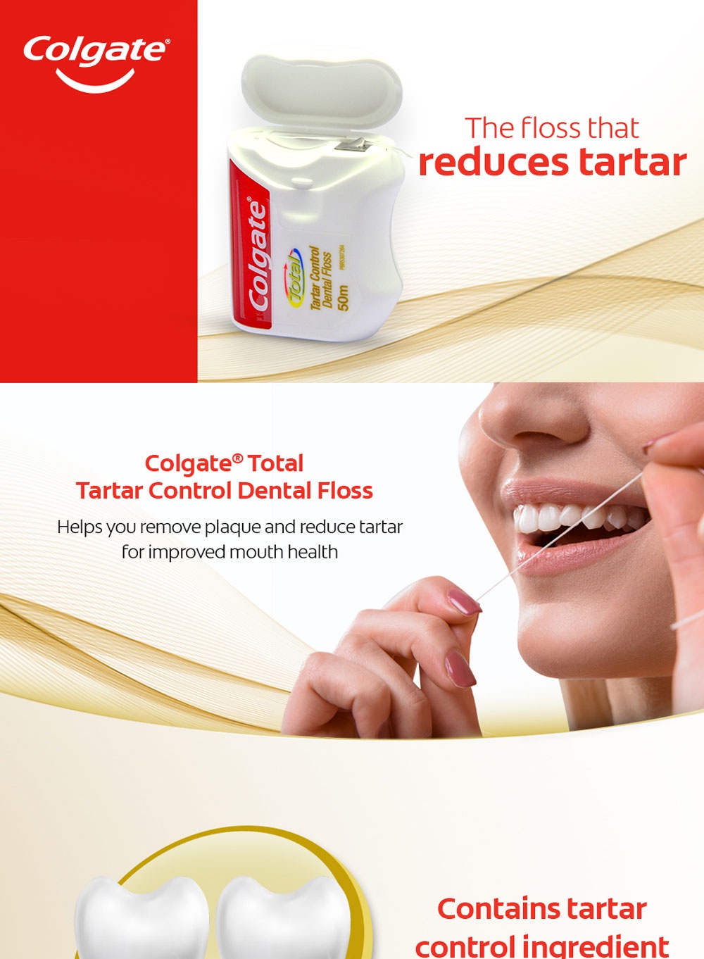 Colgate Dental Floss with Tartar Control (50m) [Bundle of 6] (61044893 ...