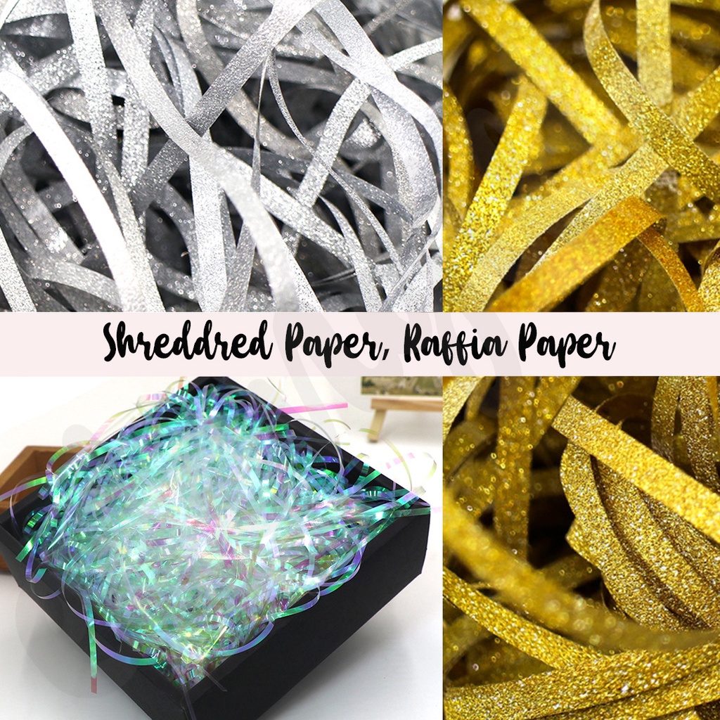 Glitter shredded paper, 15g pack, holographic, Iridescent raffia paper ...