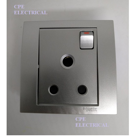 Schneider Vivace KB15/15 15A 1 Gang Switch Socket Outlets - Aluminium ...