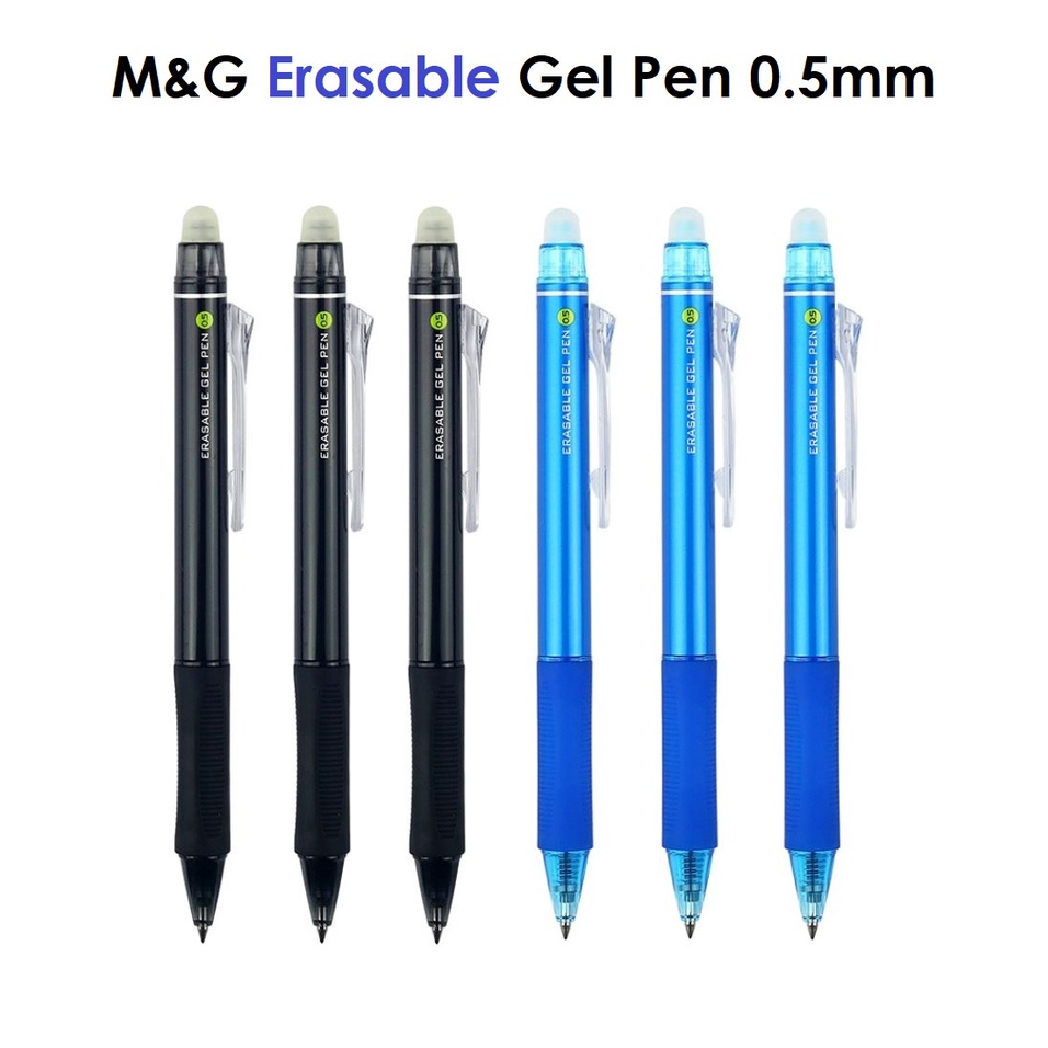M&G Erasable Retractable Refillable Gel Pen 0.5mm Black / Light Blue 1 ...