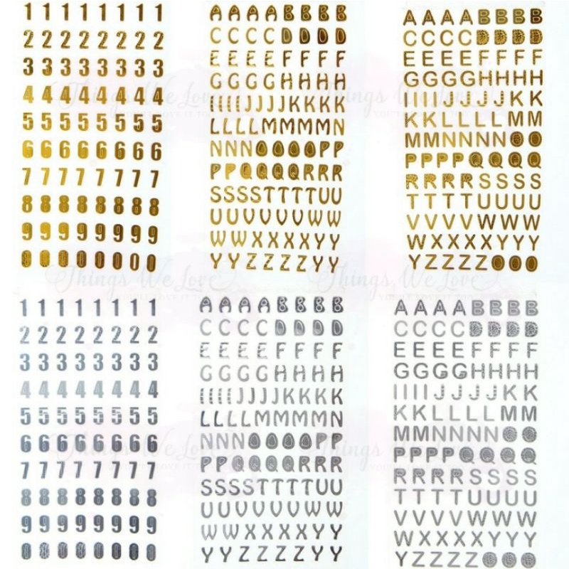 [SG] [FREE SHIP] Gold Silver Foil Alphabet Numbers Stickers Scrapbook ...
