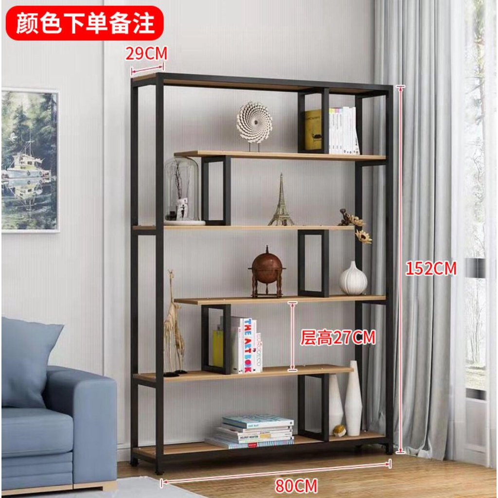 Simple modern bookshelf floor shelf steel wood bookcase free ...