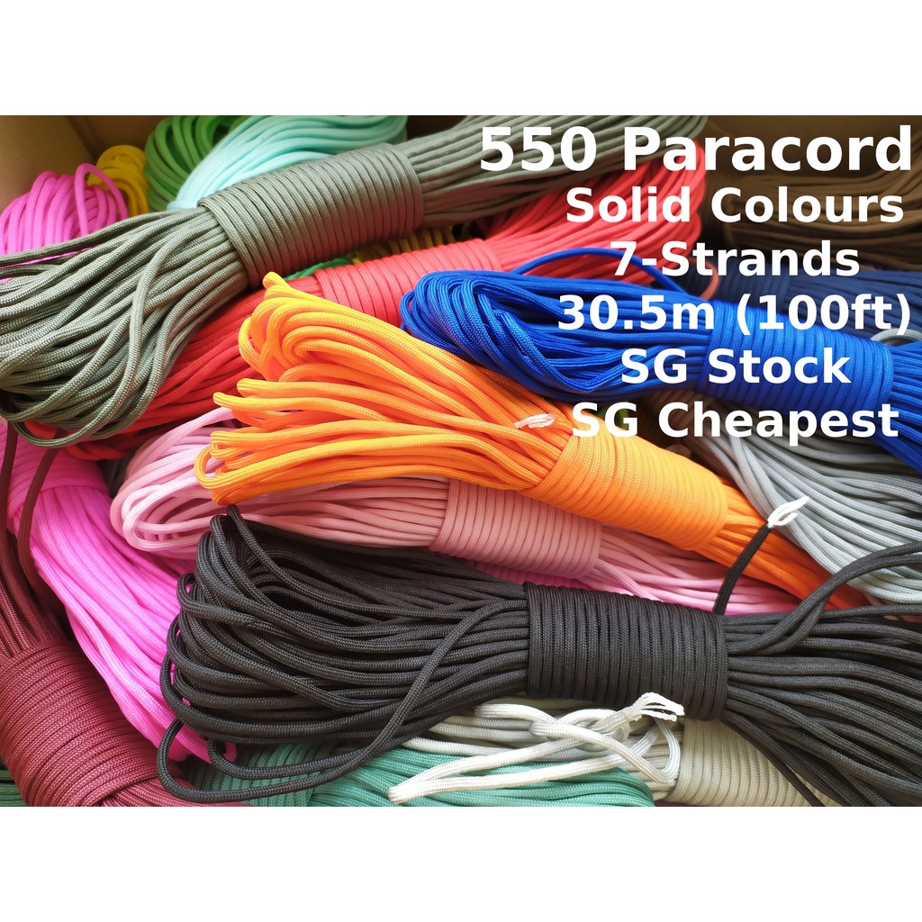 550 Paracord 100ft (30m) Solid Colours - Blues, Greens, Oranges ...