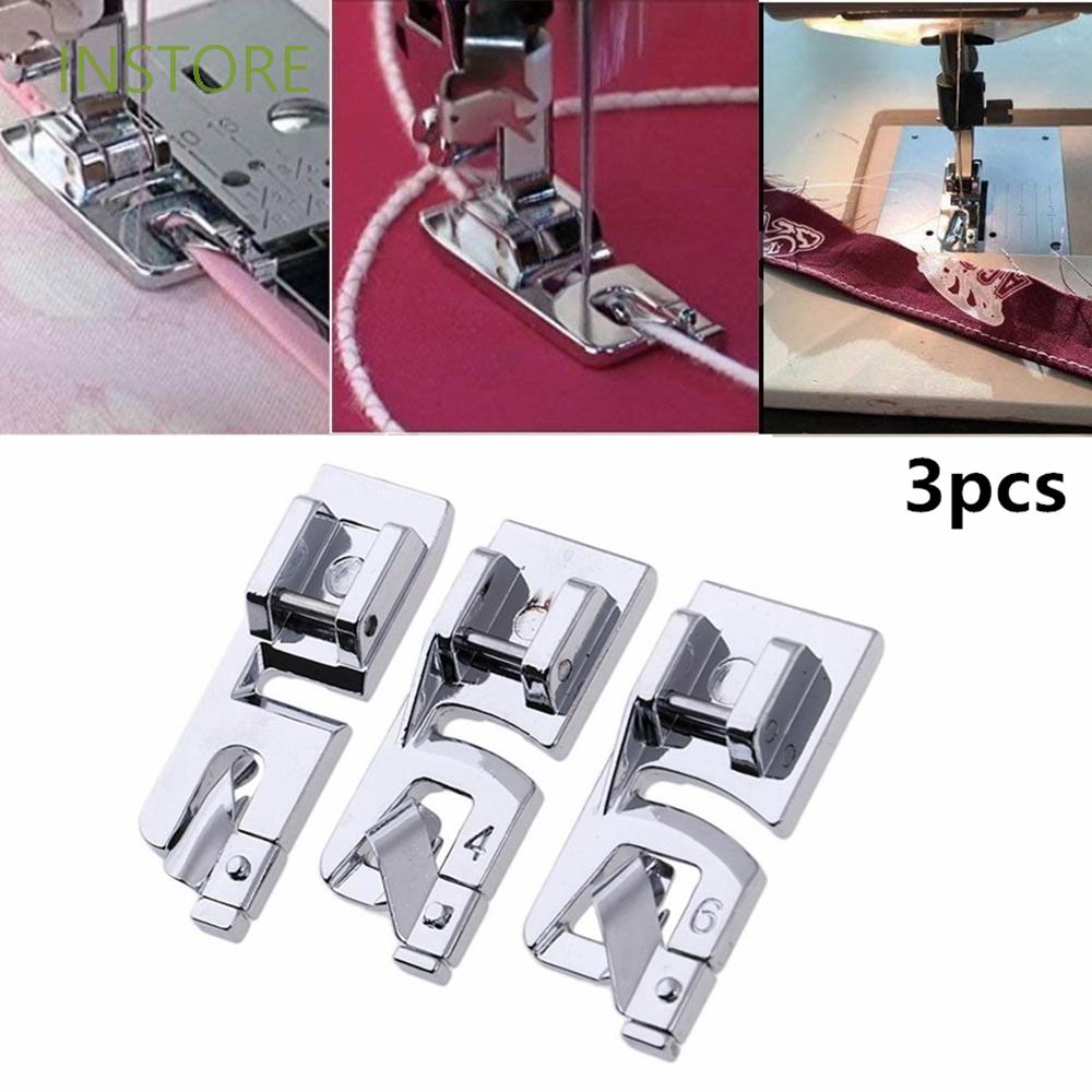 INSTORE 3Pcs/set Sewing Machine Home Hem Foot Presser Rolled Binding ...