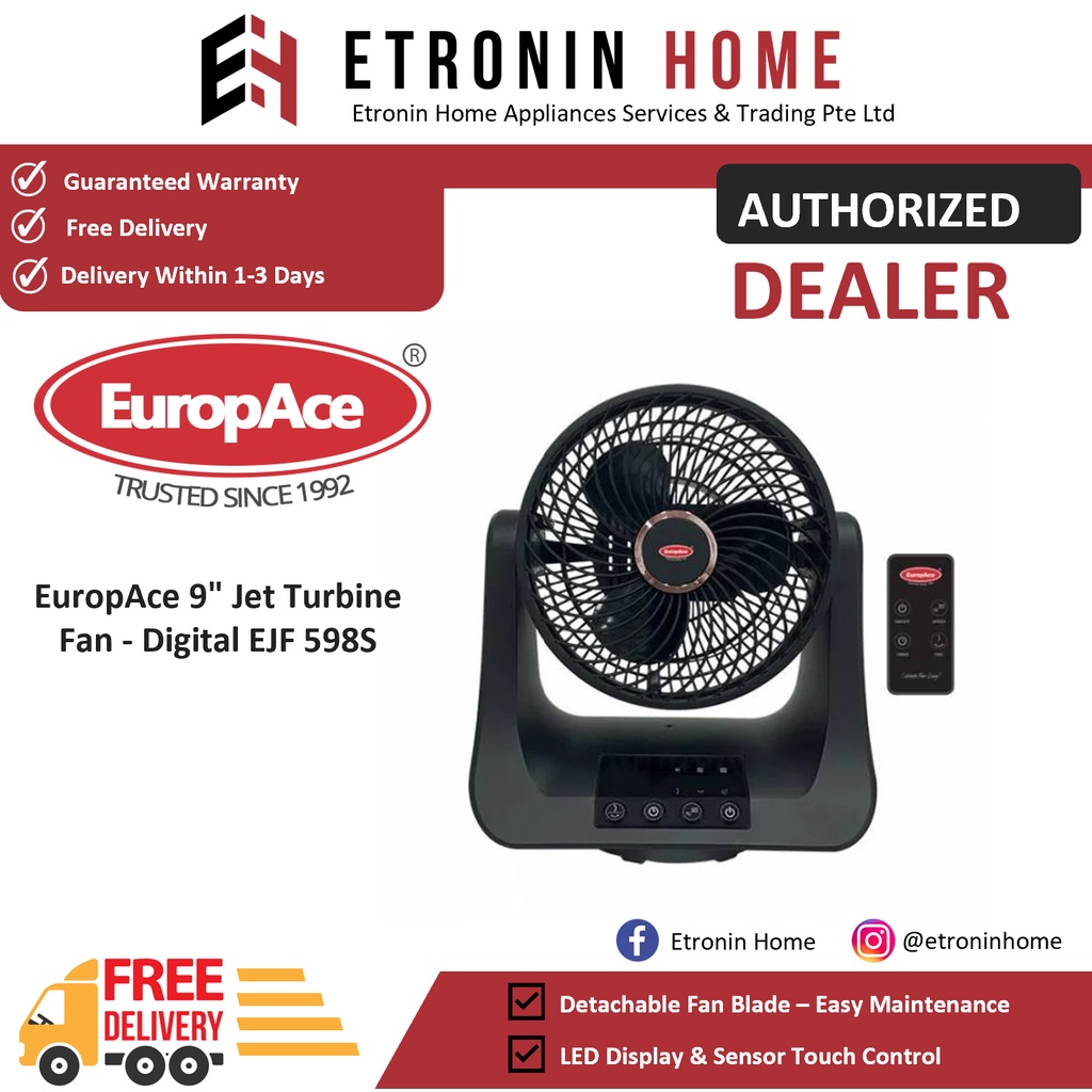 EuropAce 9" Jet Turbine Fan - Digital EJF 598S | Shopee Singapore