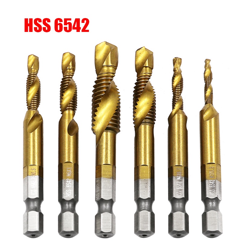 Metric Screw Thread Tap Drill Bits Set M3 M4 M5 M6 M8 M10 Hex Shank HSS ...