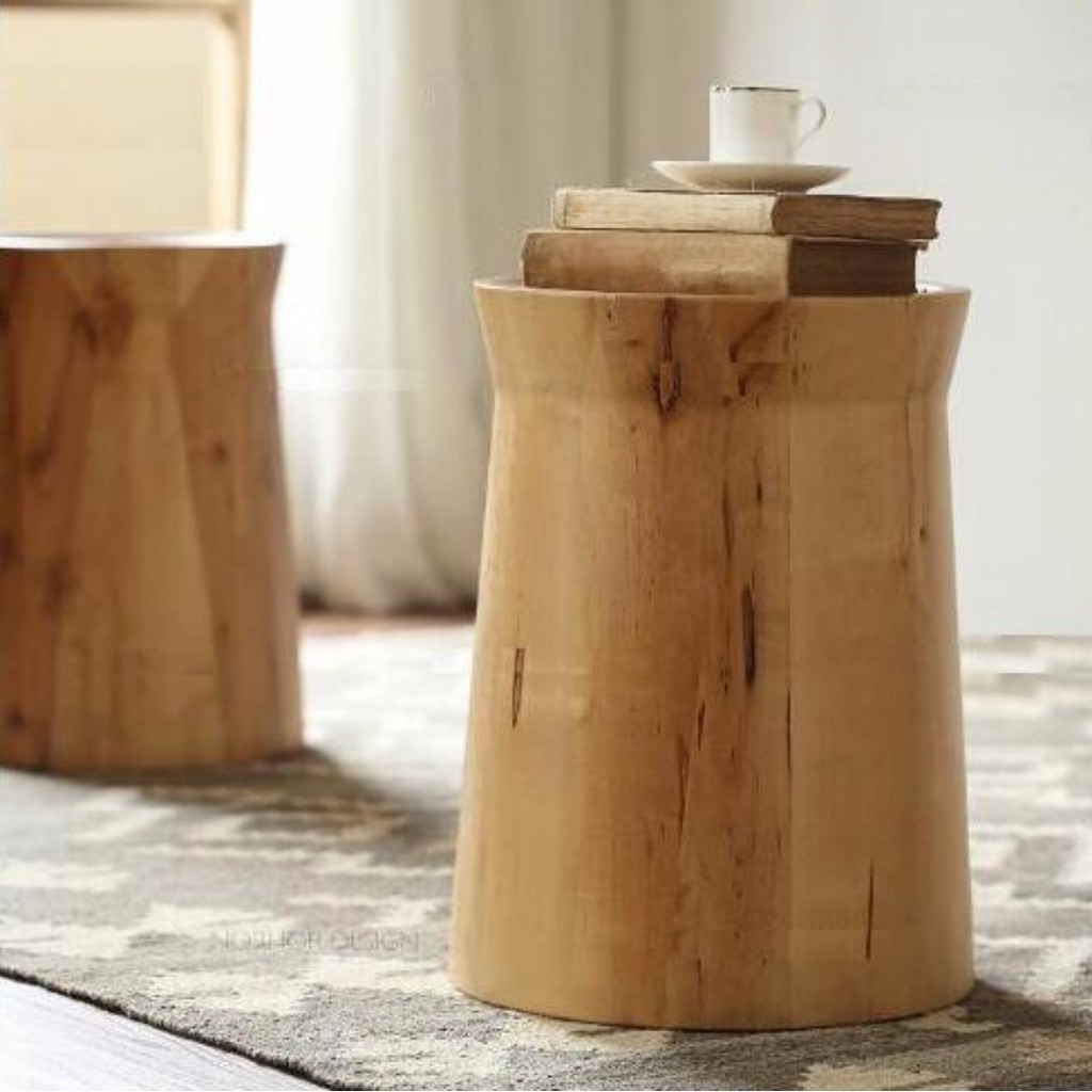 SS 001- Retro Solid Wood Tree Stump Stool | Shopee Singapore
