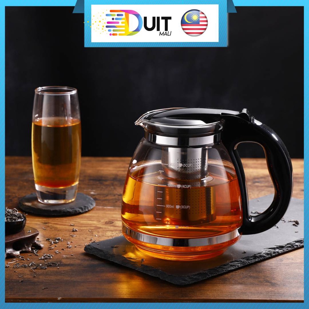Duitmali Heat Resistance Glass Teapot Tea Pot Jug Teko Kaca Air Panas ...