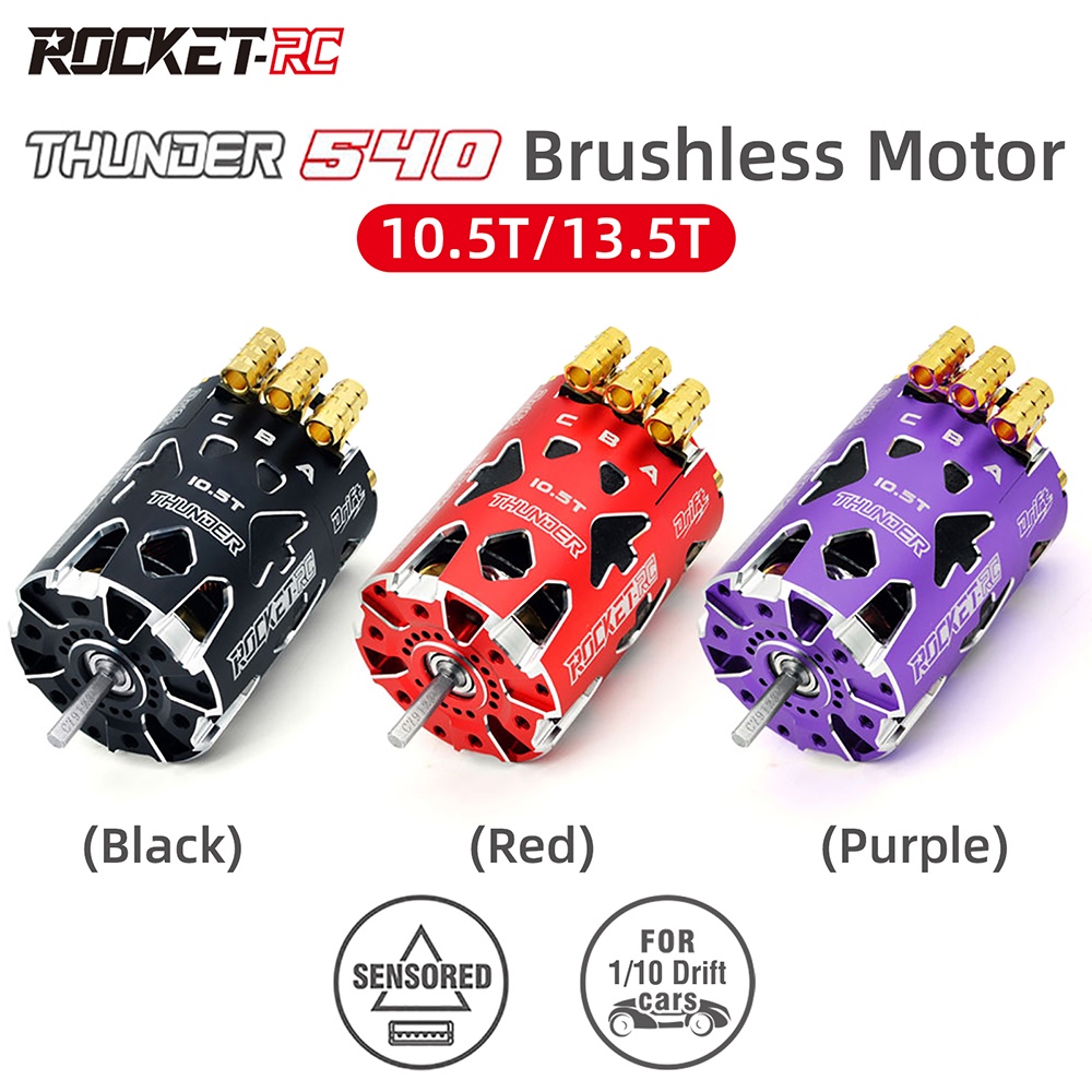 Thunder 540 Drift Sensored Brushless Motor Rocket-RC 10.5T 13.5T 2-3S 3 ...