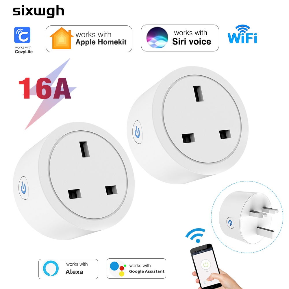 2pcs WiFi Homekit Socket 16A UK Plug smart socket Siri Voice Control ...