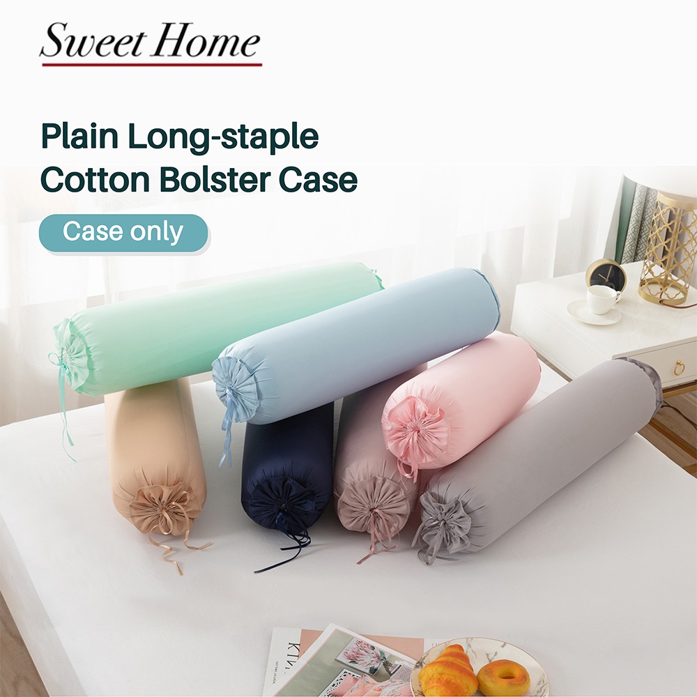 Plain long-staple cotton bolster case neck roll round bolster cover ...