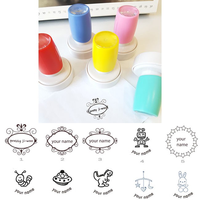 Korea Custom Name Self Inking Stamp Black Fabric Paper Business Teacher ...