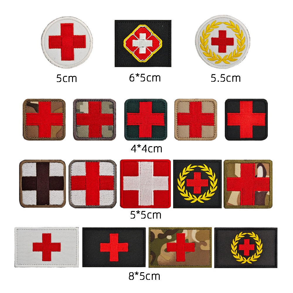 Red Cross Badge Embroidery Velcro Patch With Hook Ring Cloth Sticker ...