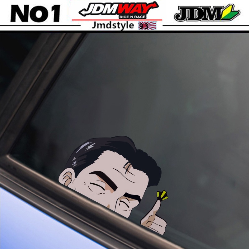 JDM Initial D Tofu Shop Thumbs Up Peeking Car Stickers Funny Bumper ...