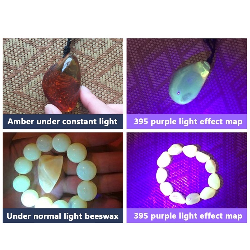 6 Color Jade Testing Flashlight USB Rechargeable Led Flashlight 395nm ...