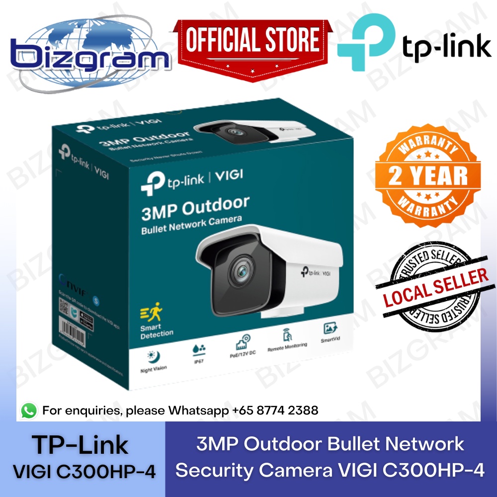 TP-Link VIGI C300HP-4 3MP Outdoor Bullet Network Security Camera (2 ...